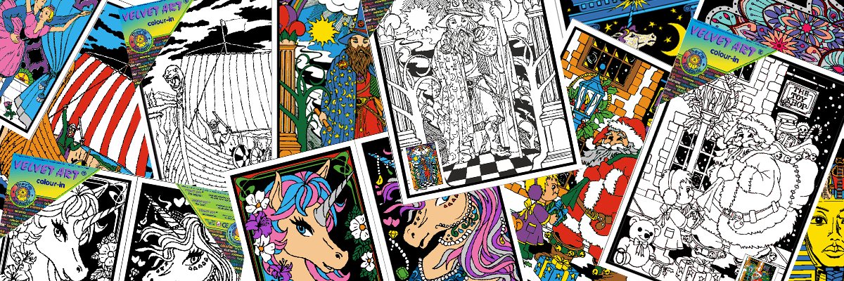 Velvet Art - Famous brand of flocked colouring pictures.