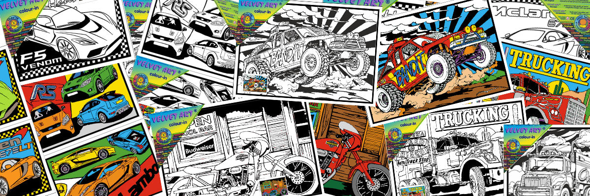 Velvet Art - Famous brand of flocked colouring pictures.